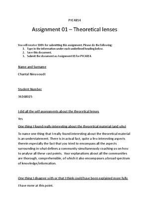 Theoretical lenses - These notes are crucial for assessment 1. - PYC ...