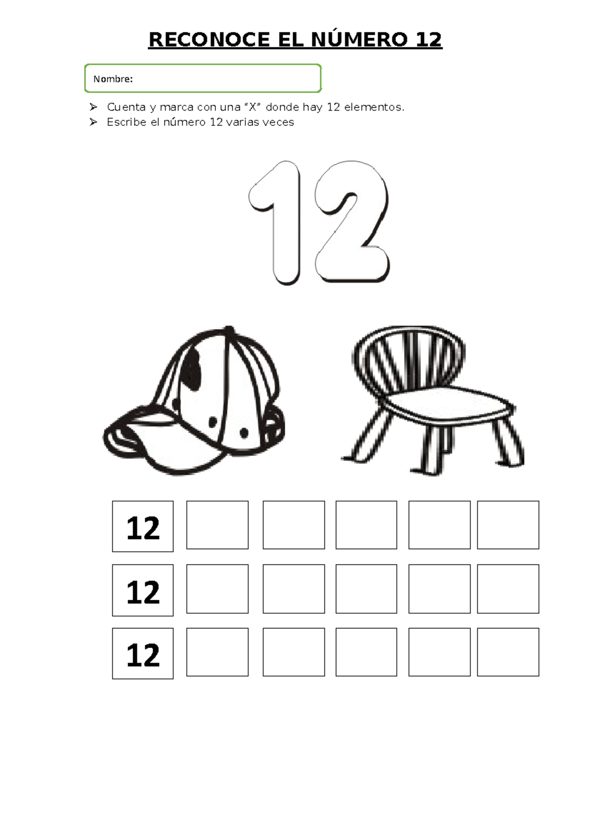Sumas - espero que es ayude - 12 12 12 RECONOCE EL NÚMERO 12 Cuenta y ...