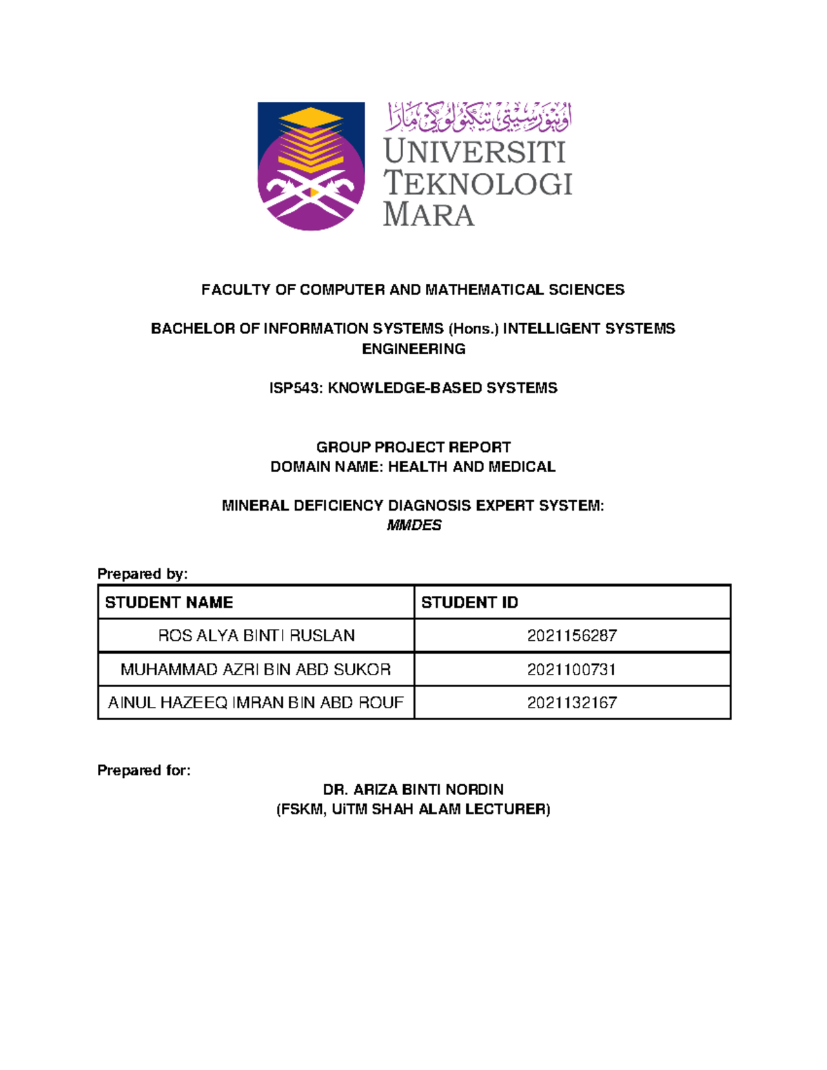ISP543 Final Report Project Mineral Deficiency Diagnosis ES - FACULTY ...