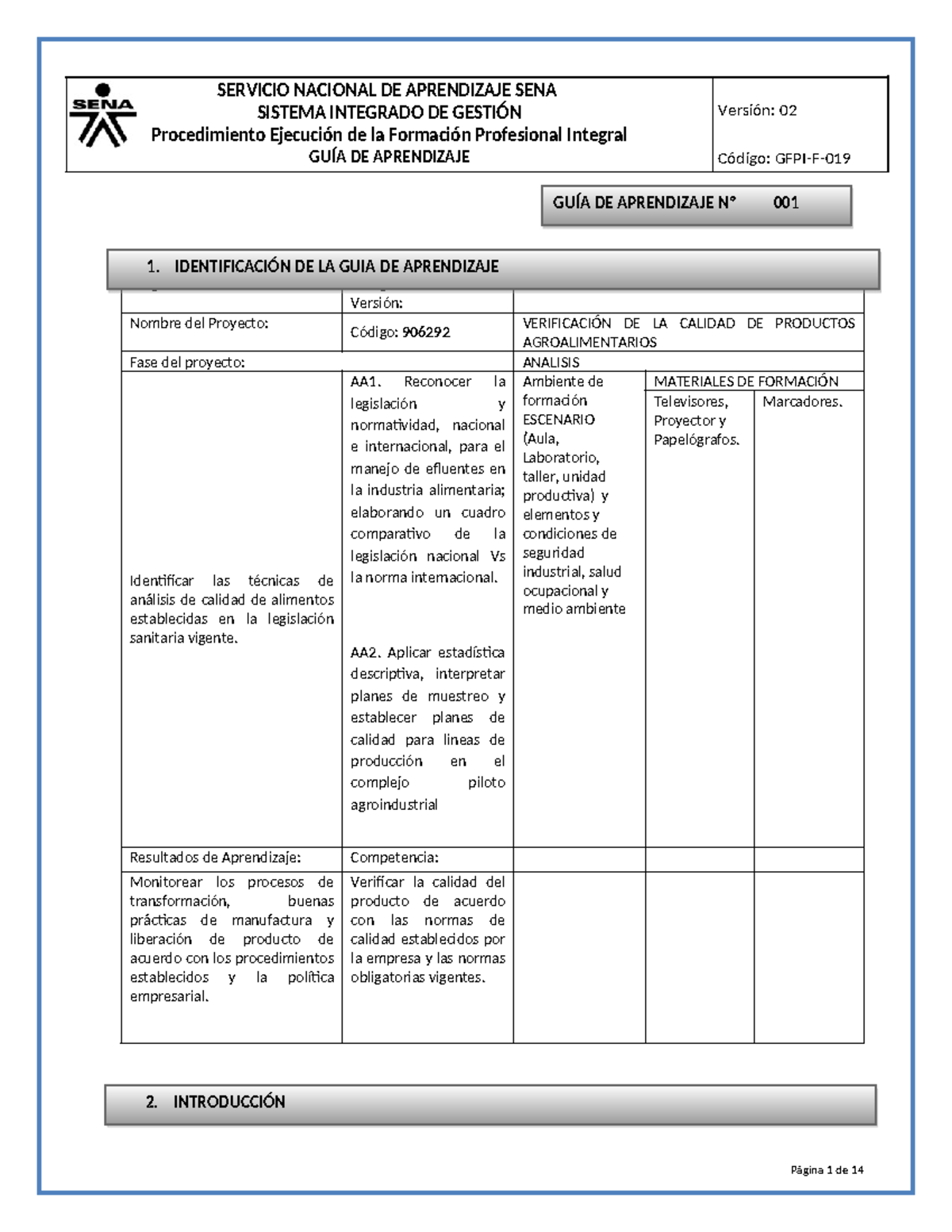 Guía Analisis Verificacion DE LA Calidad OK - SISTEMA INTEGRADO DE ...
