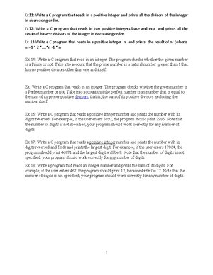 Ex19-Ex29 - C programming - Ex 19 : Write a complete C program that ...