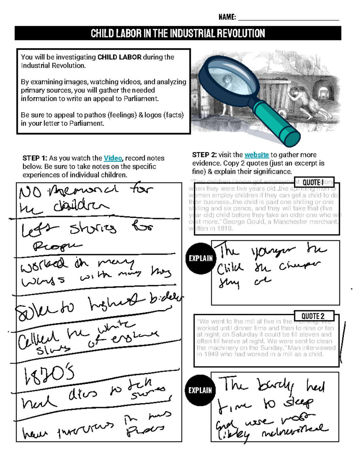 Edited - Child Labor in the Industrial Revolution - CHILD LABOR IN The ...