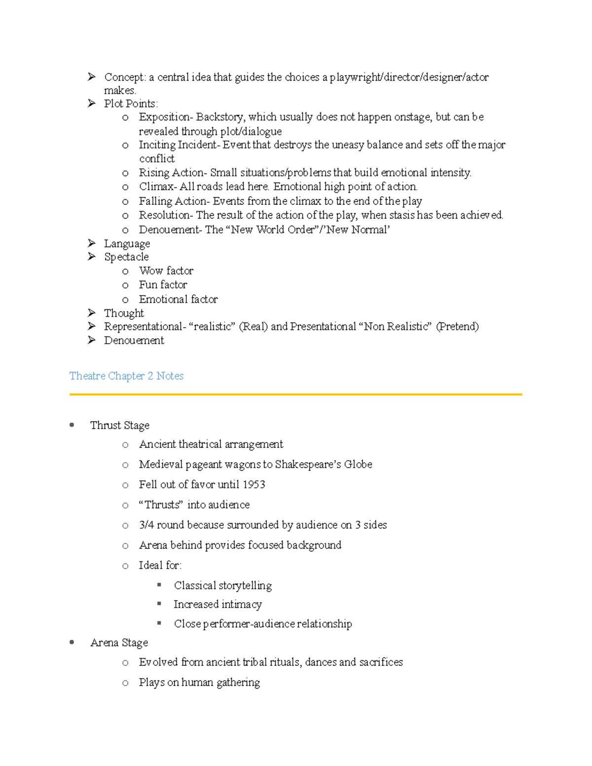 Theatre Notes Compilation 9-9 thru 9-21 - Concept: a central idea that ...