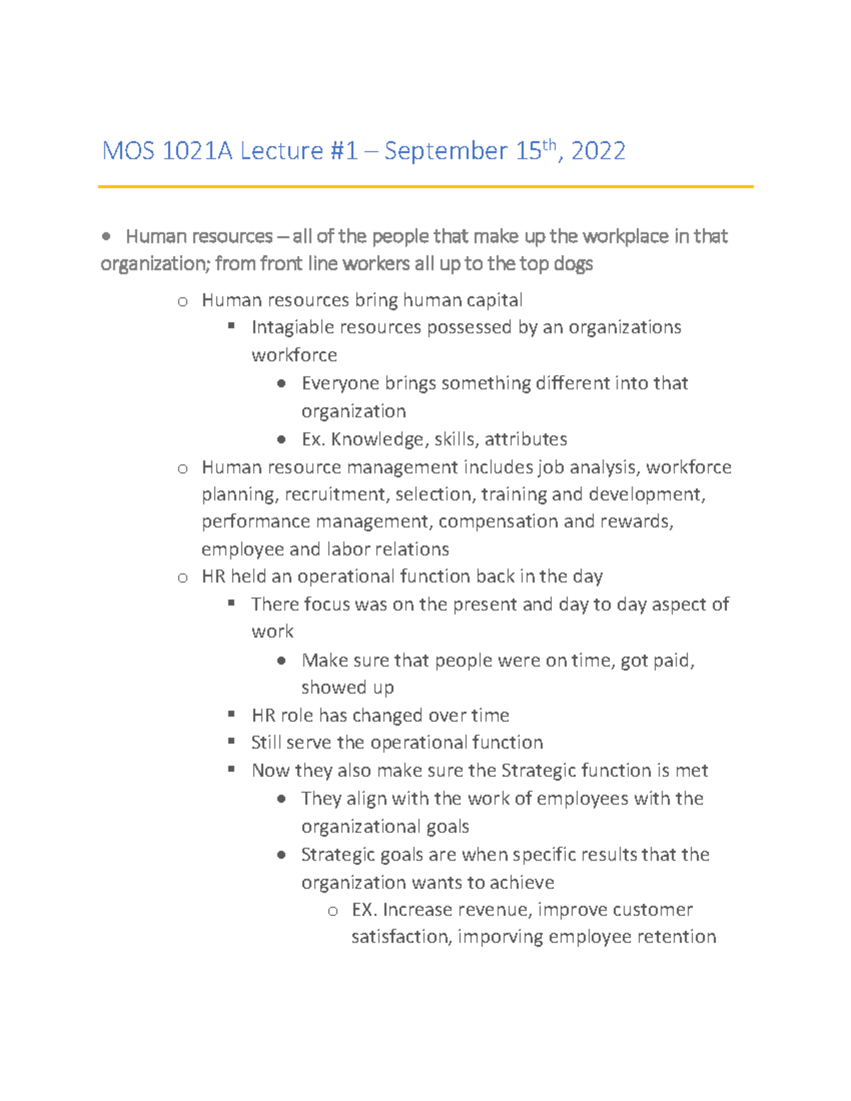 Document 2 - Lecture #1 - MOS 1021A Lecture #1 3 September 15th, 2022 ...