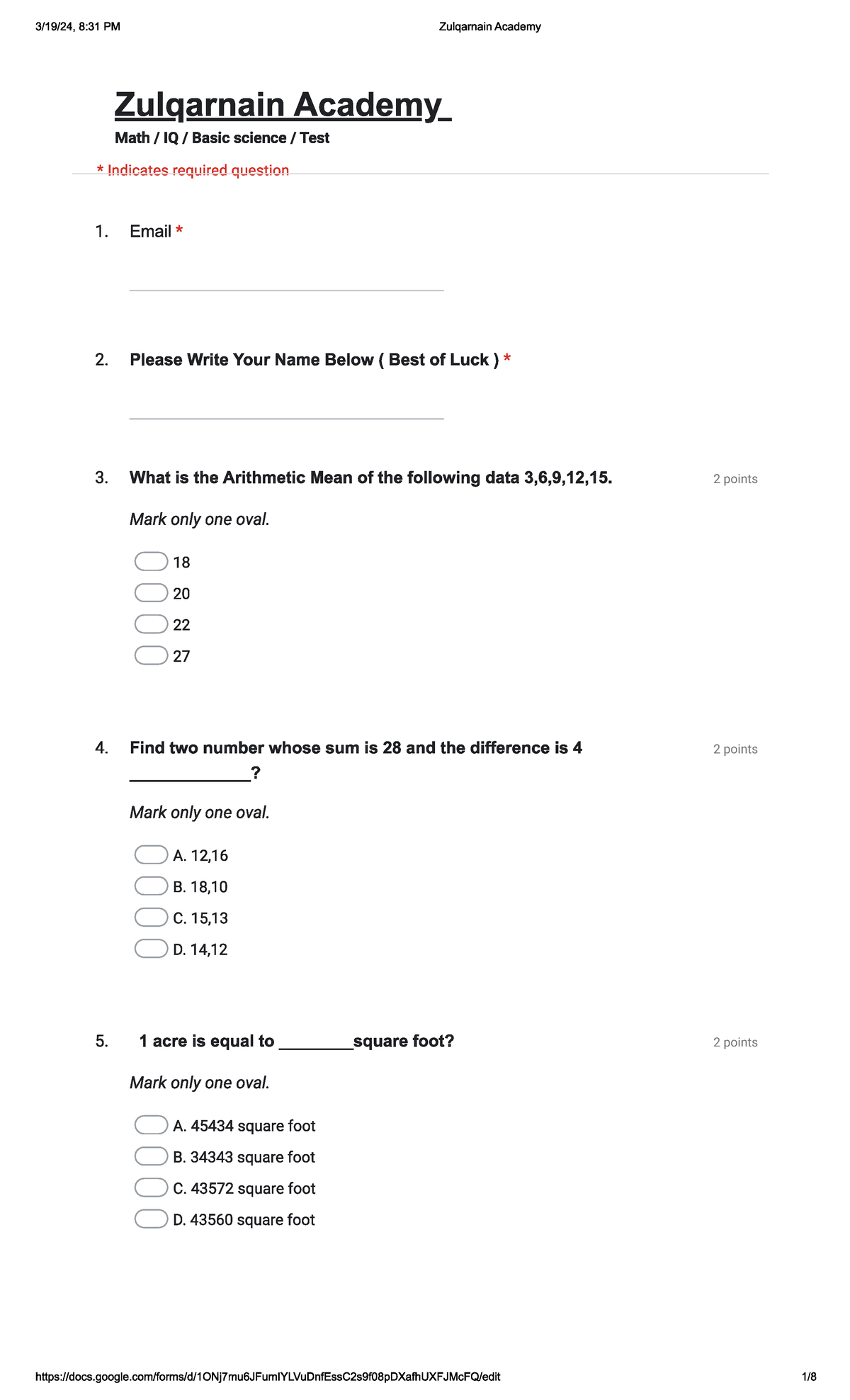 MTH Today Test - practice questions - Numerical analysis - Studocu