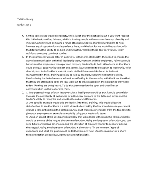 DO82 Task 1 - D082 Task 1 - Tabitha Strang DO82 Task 1 Task A submitted ...