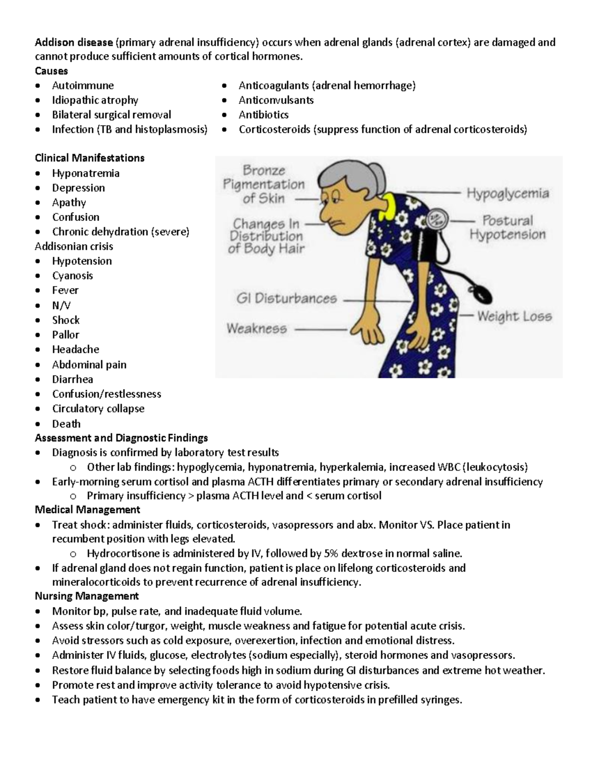 Addison disease - Causes Autoimmune Idiopathic atrophy Bilateral ...