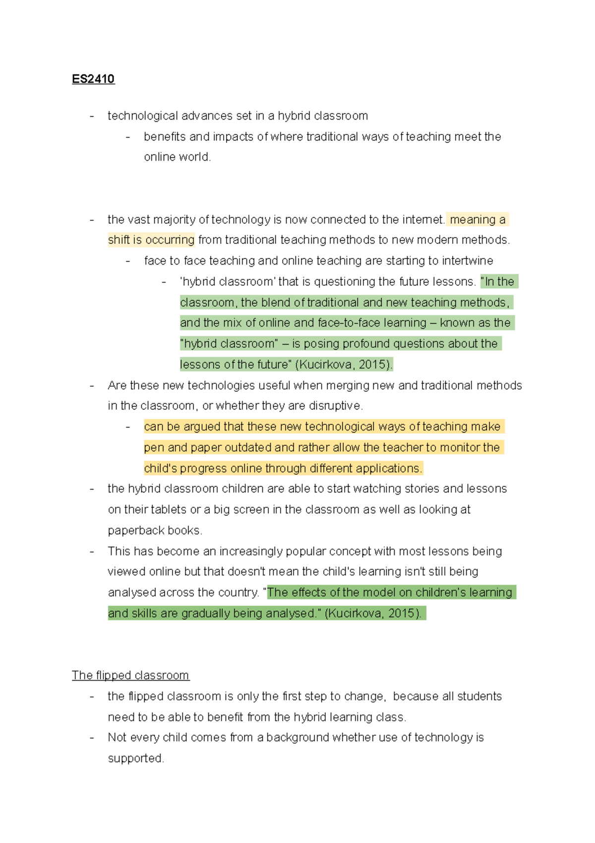 ES2410 - essay notes of hybrid classrooms - ES technological advances ...