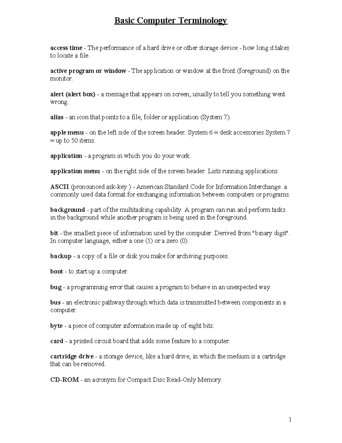 36102127 Basic Computer Terminology - Basic Computer Terminology access ...