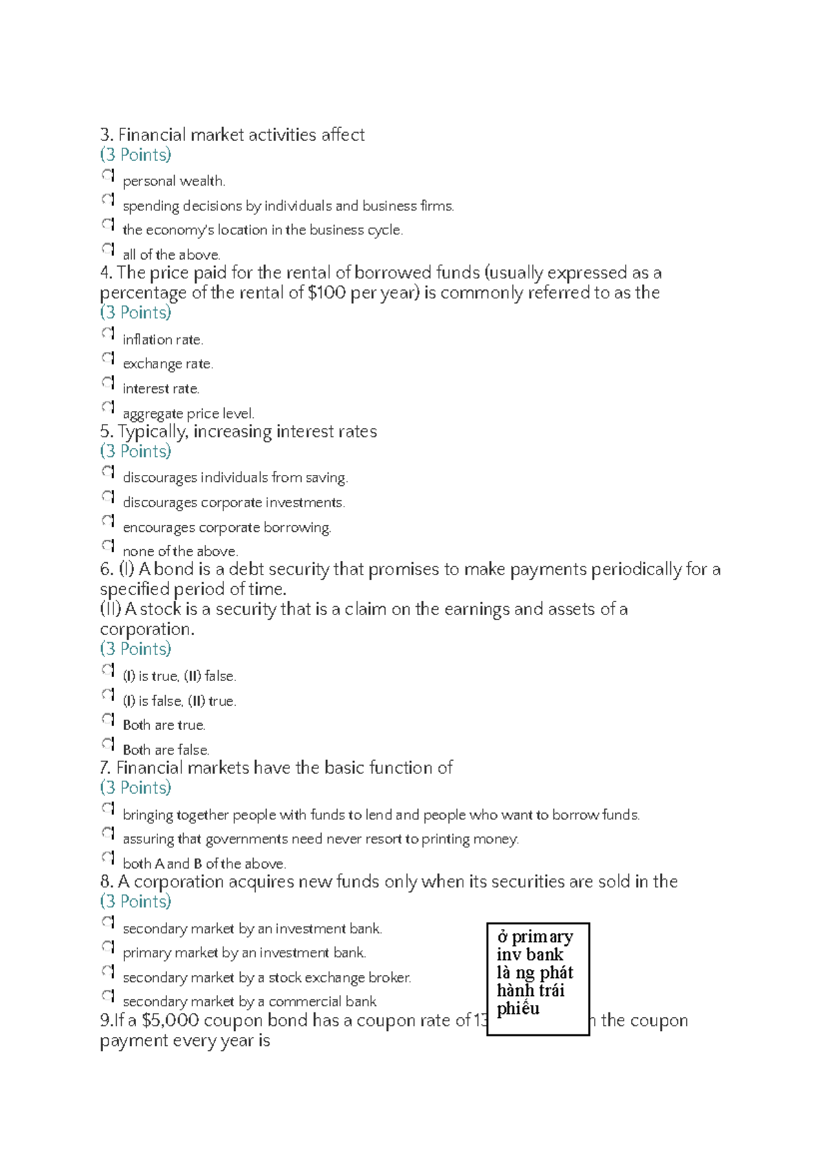 Copy of mock-test-định-chế - 3. Financial market activities affect (3 ...