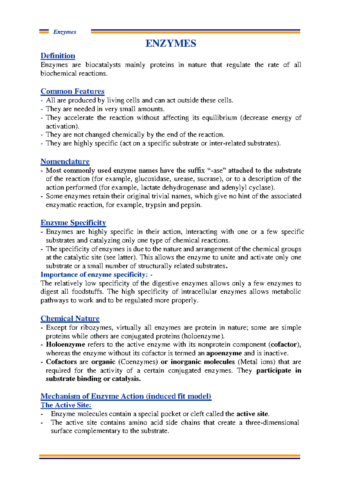 3. Enzymes all NUB - ENZYMES Definition Enzymes are biocatalysts mainly proteins in nature that ...