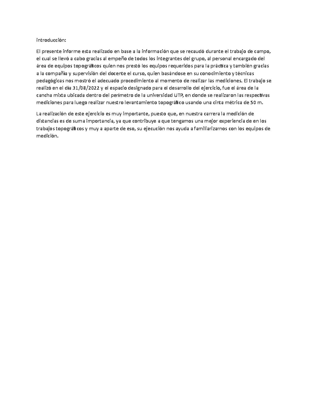 Introducion practica 1 - introducción: El presente informe esta ...