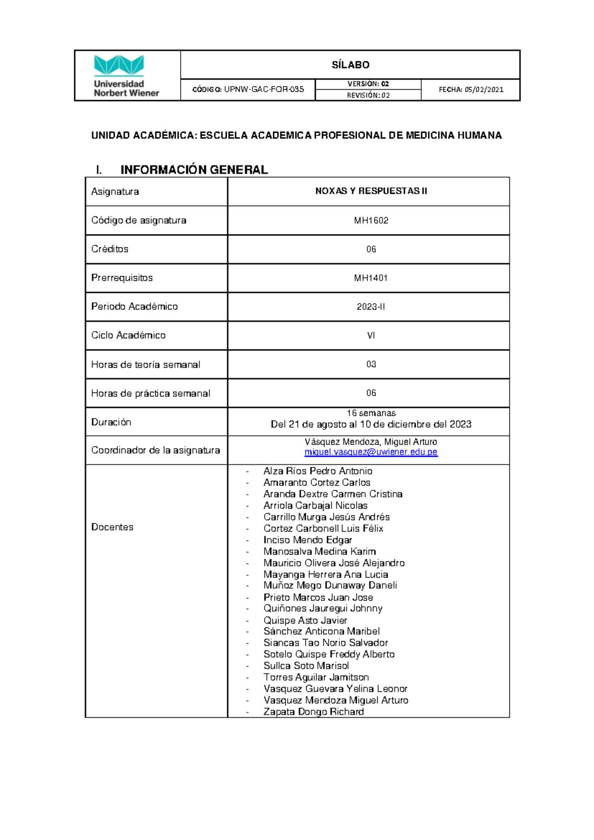 Silabo Ny R II 2023-2 - noxas 2 - C”DIGO: UPNW-GAC-FOR- VERSI”N: 02 REVISI”N: 02 FECHA: 05/02 ...