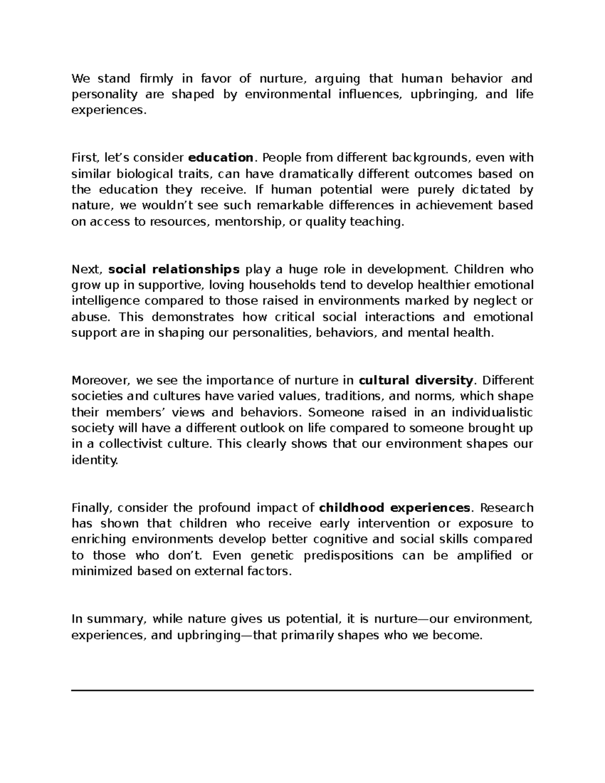 Nurtureyeye - yeh - We stand firmly in favor of nurture, arguing that human behavior and ...