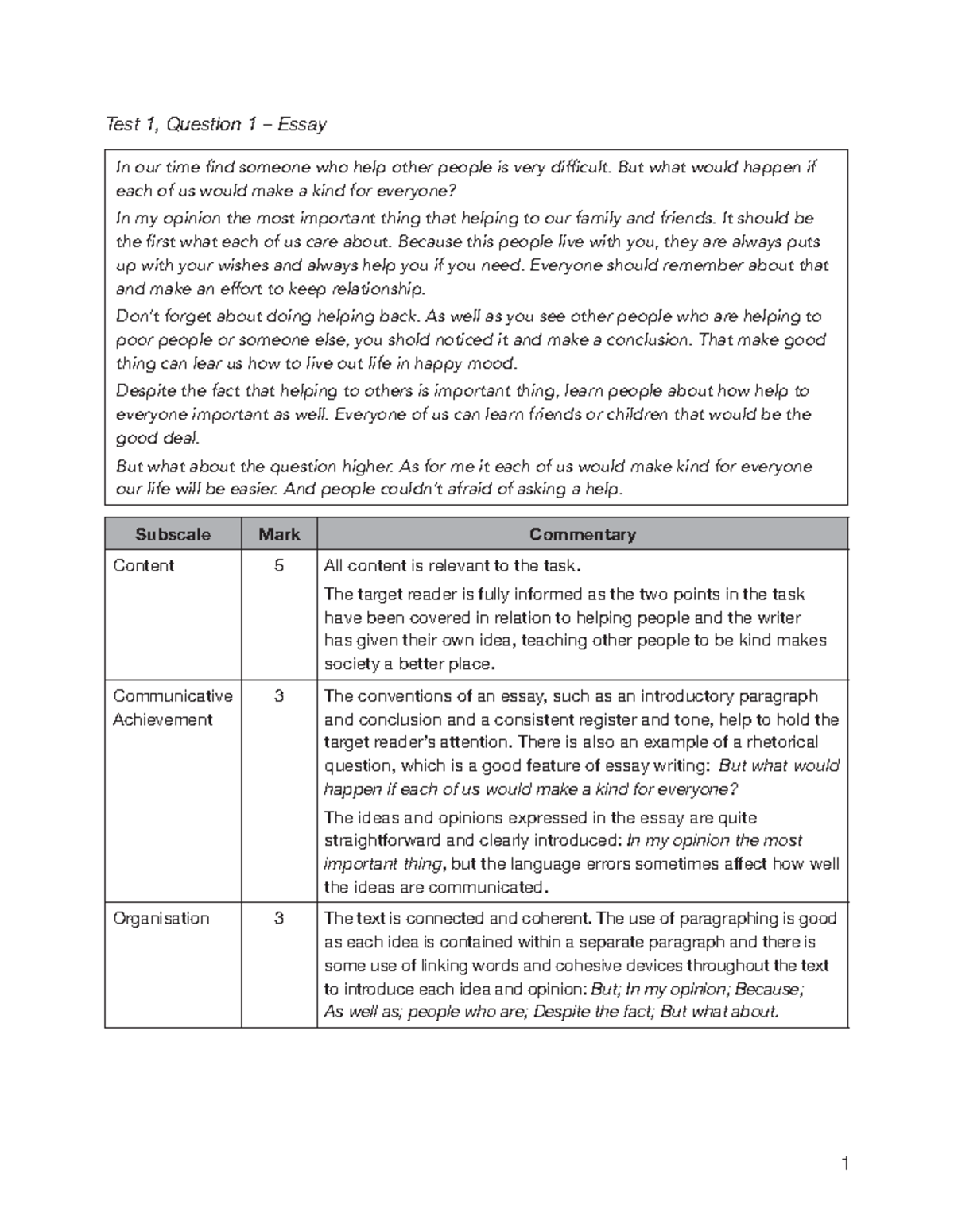 B2 First 4, Test 1, Question 1 - Essay - 1 Test 1, Question 1 – Essay ...