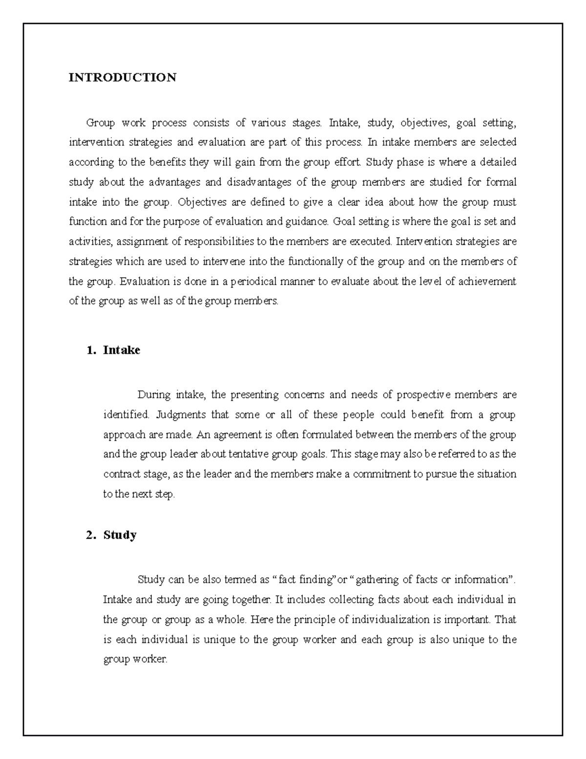 Group work process - INTRODUCTION Group work process consists of ...