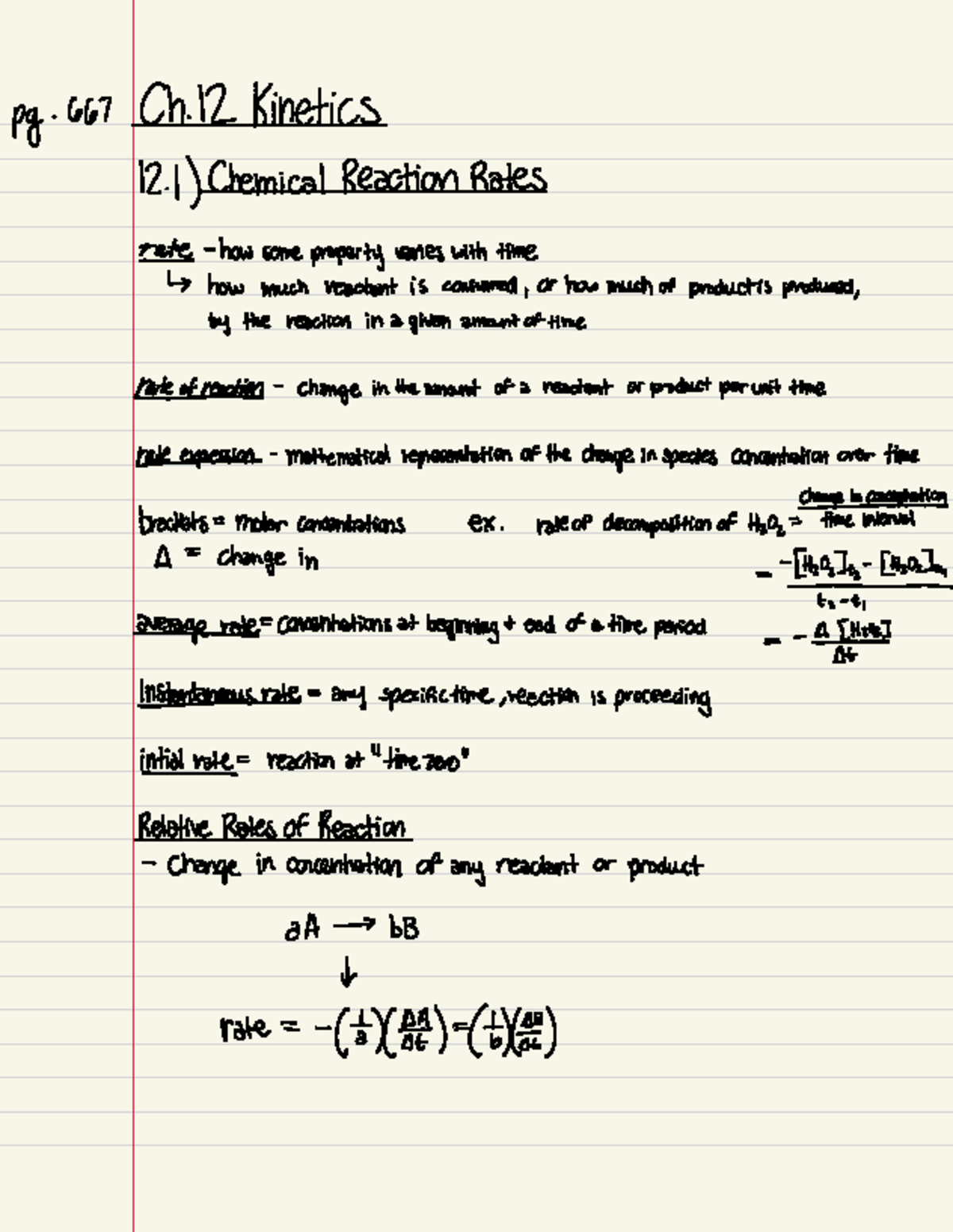 Ch.12 Textbook Notes- CHEM 222 - pg. 667 Ch Kinetics 12) Chemical ...