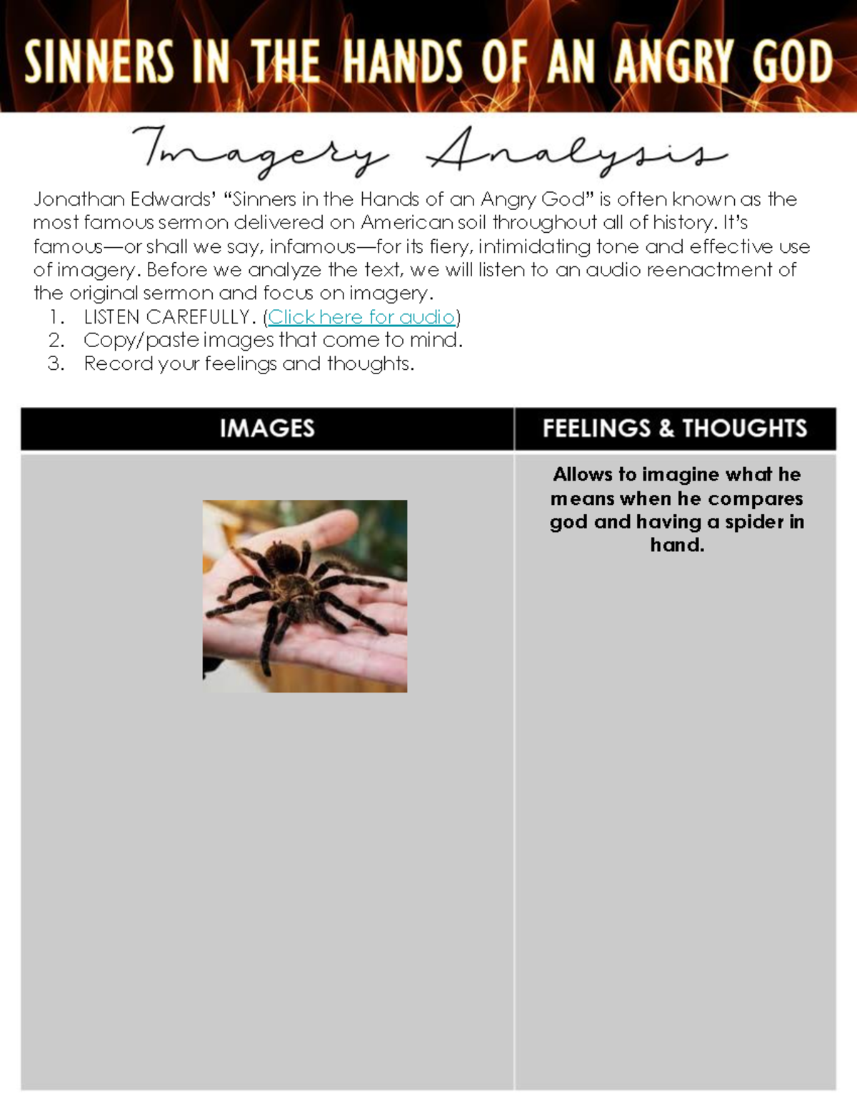 Copy of Sinners Analysis Activities - Jonathan Edwards’ “Sinners in the ...