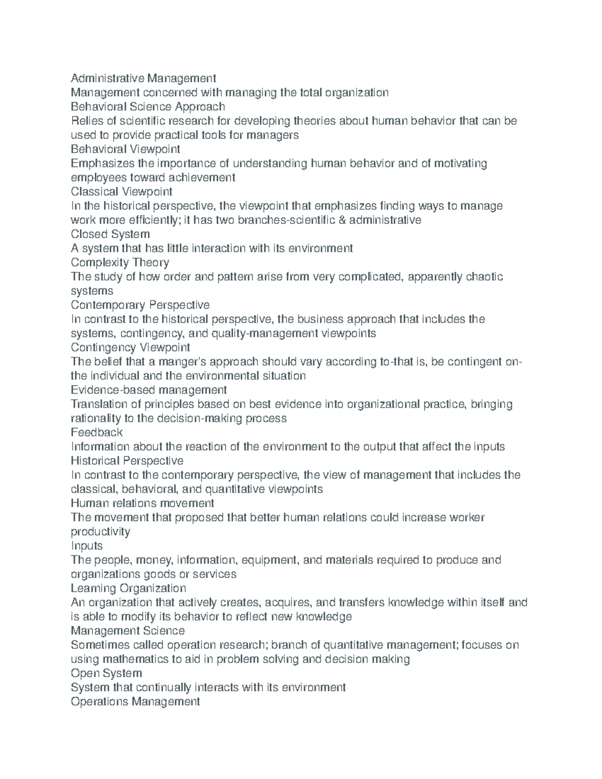 Managemtn 5 - Lecture notes 5 - Administrative Management Management ...