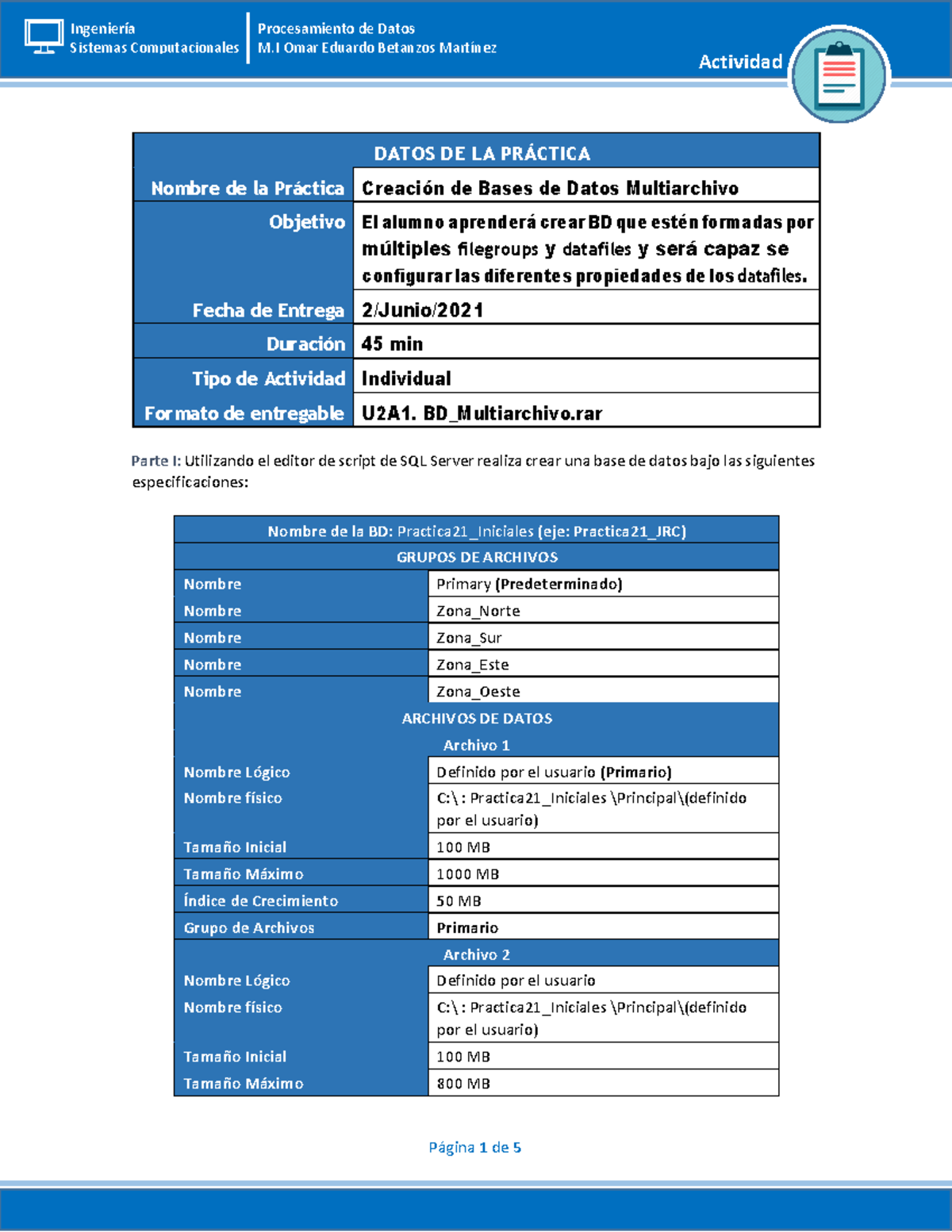 U2A1. BD Multi Archivo - Sistemas Computacionales M Omar Eduardo ...