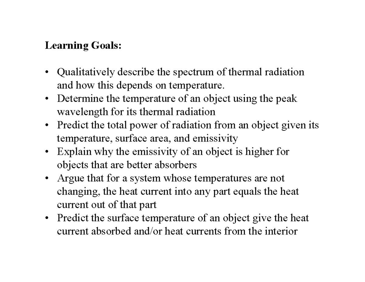 Lecture 13 - Learning Goals: Qualitatively describe the spectrum of ...