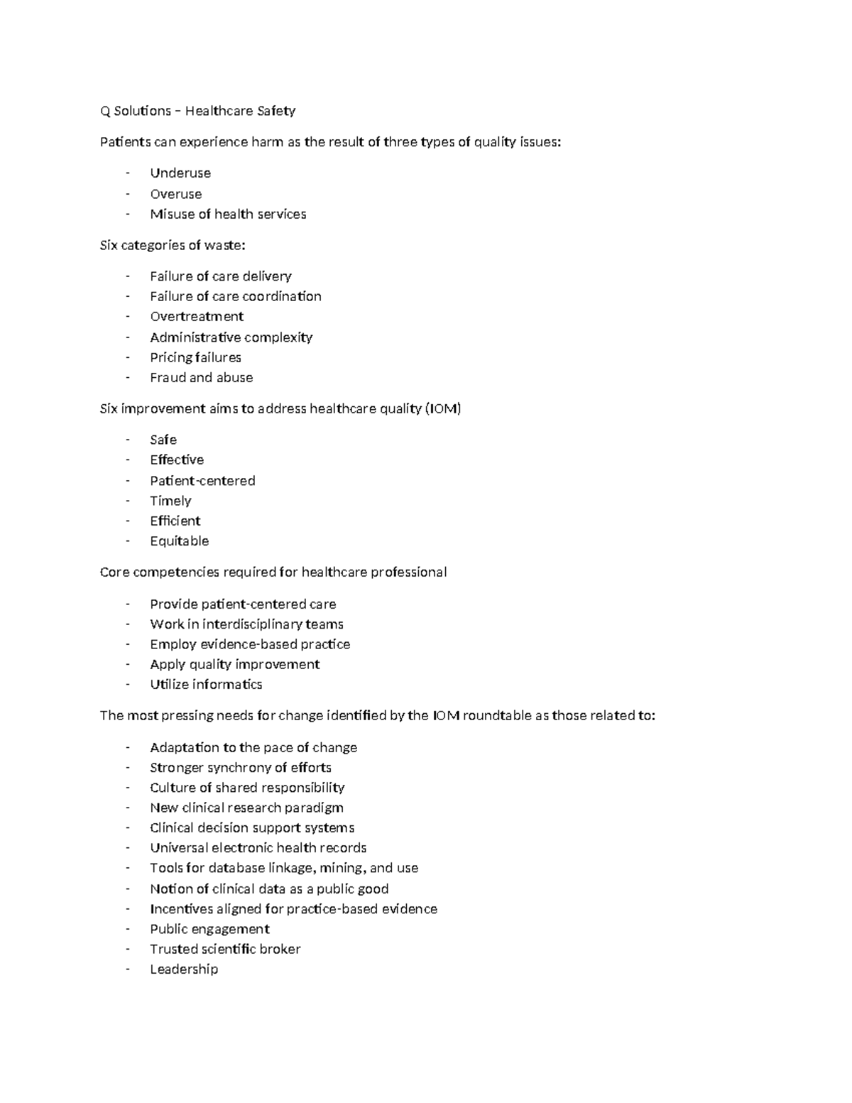 CPHQ - Healthcare Safety - Study Guide 1 - Q Solutions – Healthcare ...