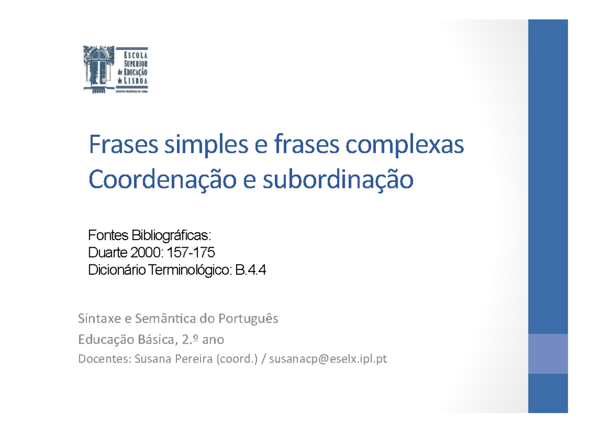 06.Frases simples e frases complexas - Frases simples e frases ...