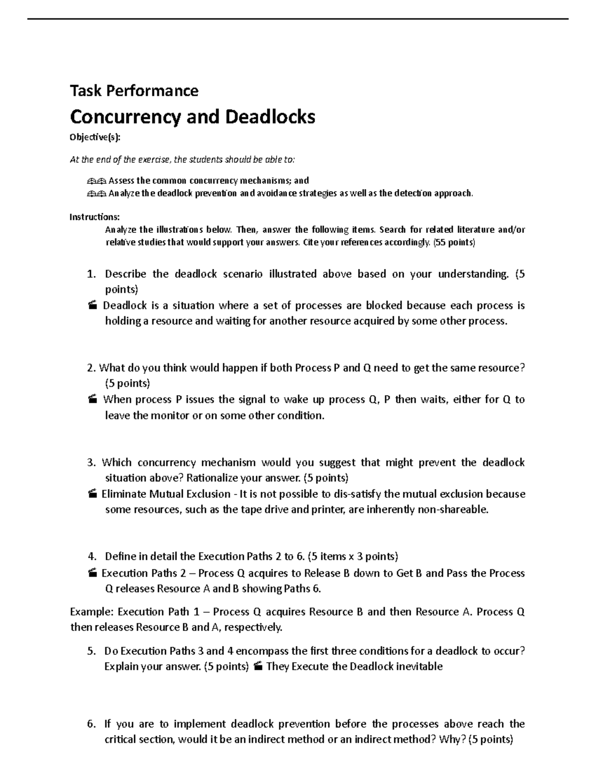 Concurrency And Deadlocks Task Performance Concurrency And Deadlocks Objective S At The End