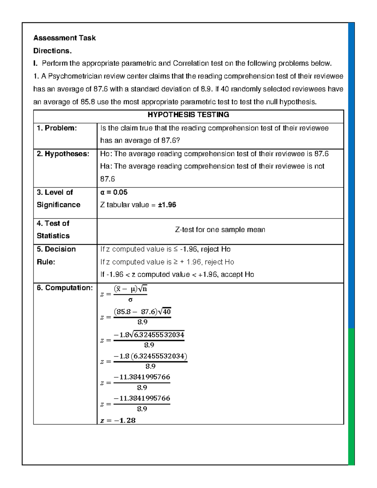 Unit 4 Summative Test of Group 1 ( Bspsy 1-2) - Assessment Task ...
