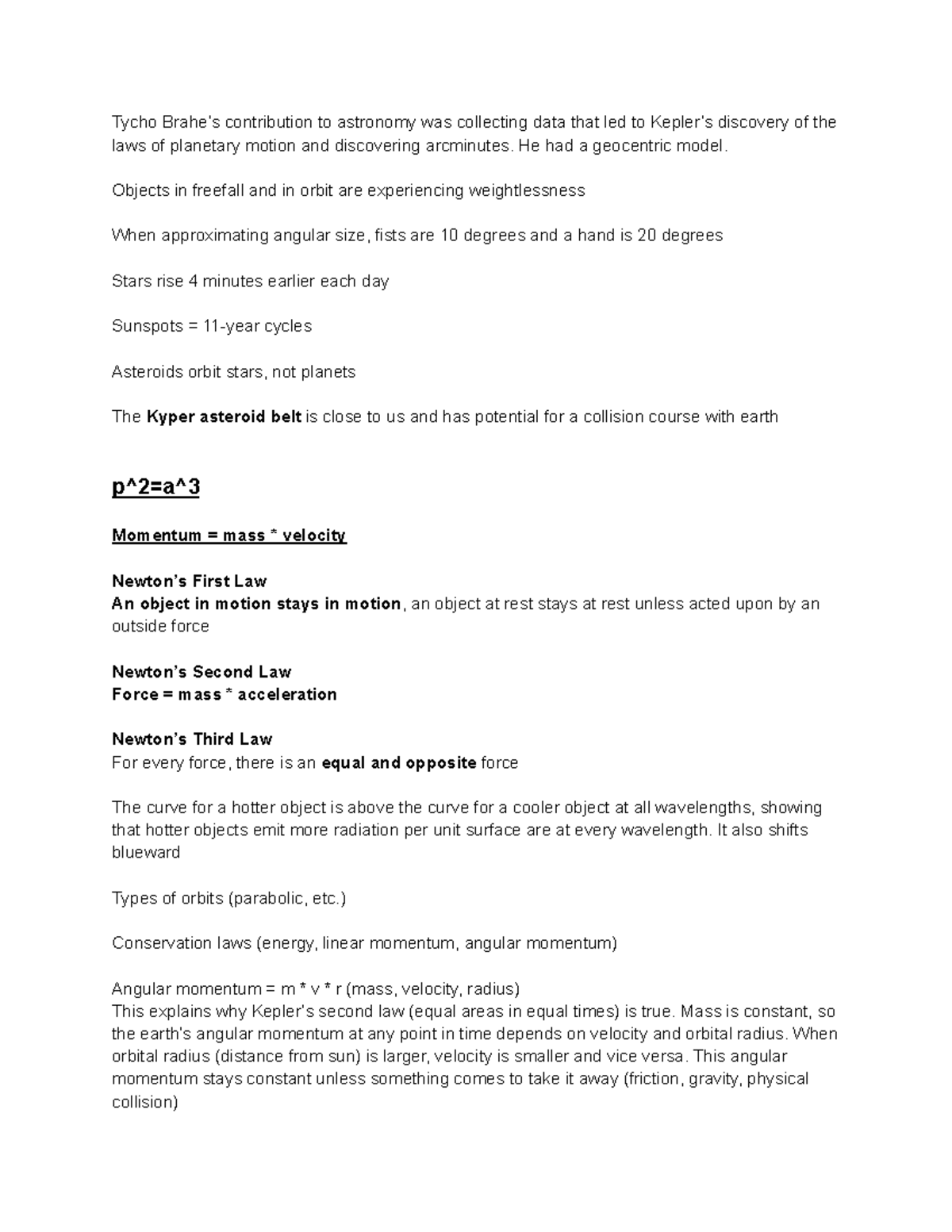 More PHYS Test Notes - Tycho Brahe’s contribution to astronomy was ...