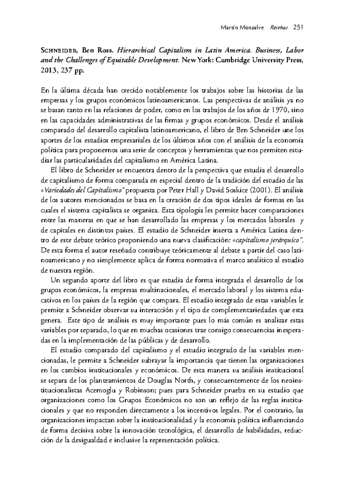 Schneider Ben Ross Hierarchical Capitalism in Lati - Martín Monsalve ...