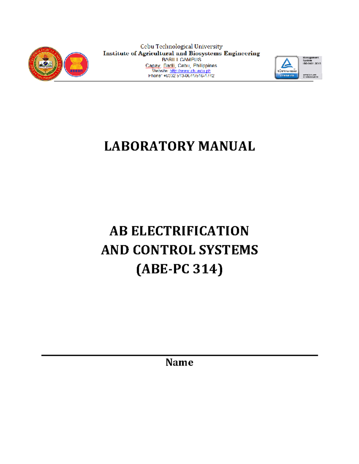 Lab-Manual-ABE-PC314-AB-Electrification-and-Control-Systems - LABORATORY MANUAL AB ...