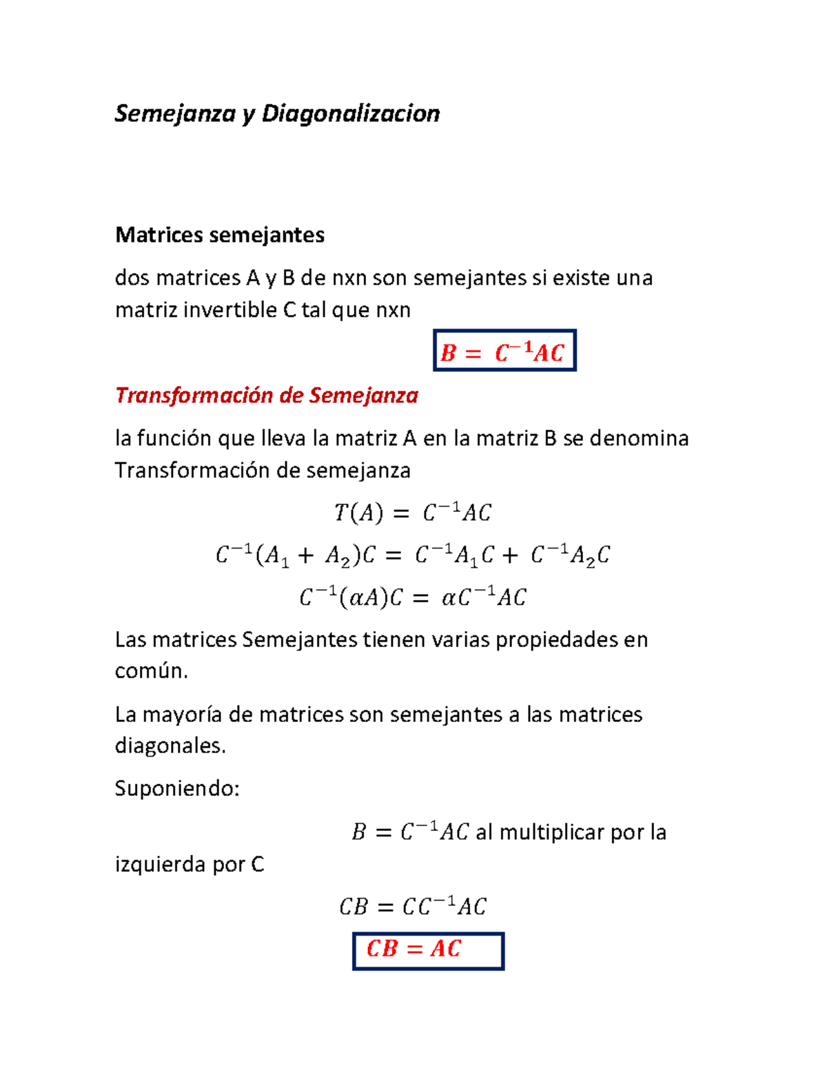 4 - Semejanza y Diagonalizacion - Semejanza y Diagonalizacion Matrices ...
