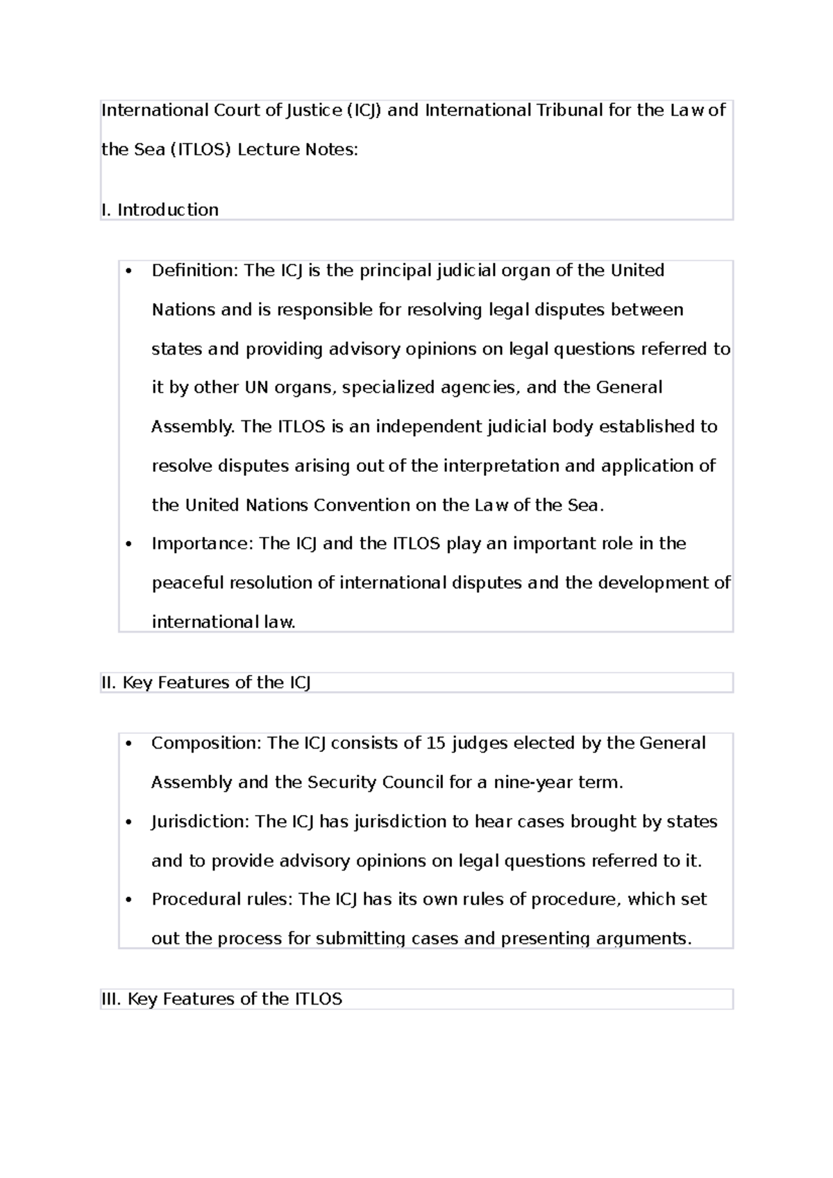 International Court of Justice - Introduction Definition: The ICJ is ...