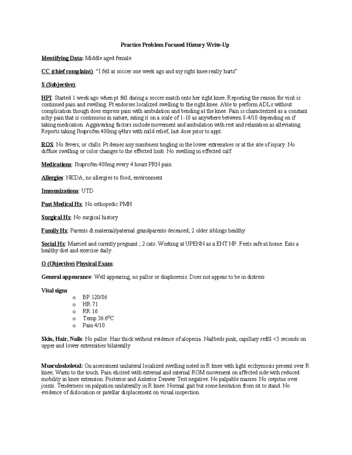 Practice Problem Focused History Write - Practice Problem Focused ...