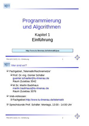 Übung Programmieren und Algorithmen 8 - TU Ilmenau, Fakultät IA FG ...