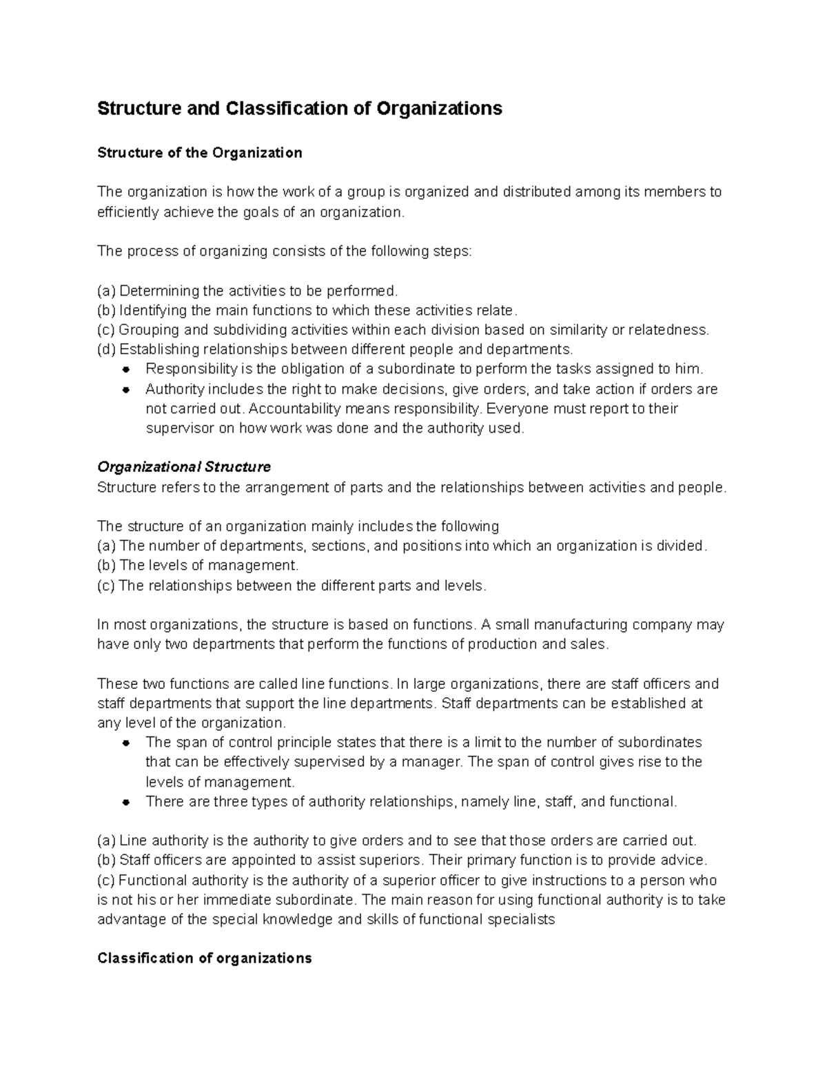 Structure and Classification of Organizations - Structure and ...