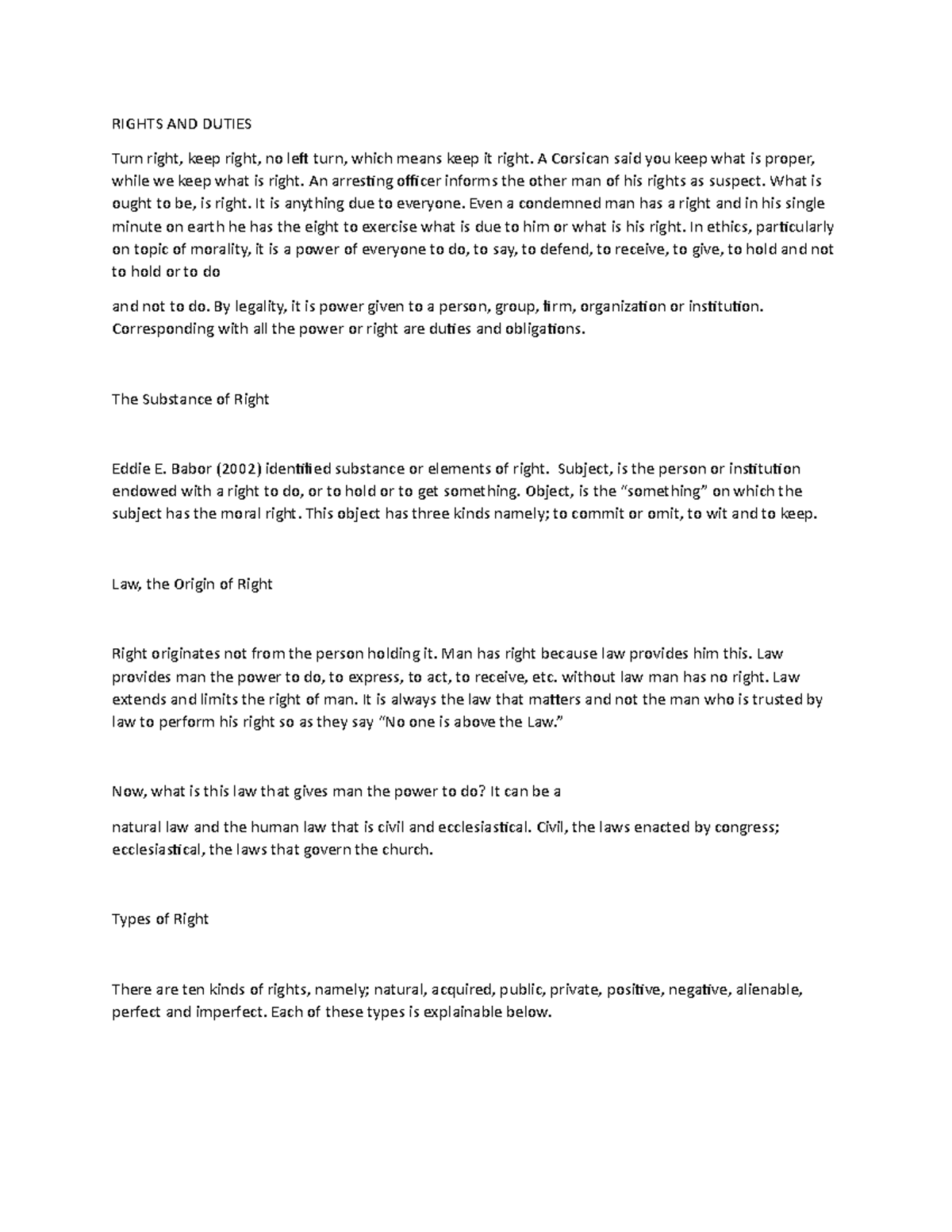 Filipino value Exam Part 3 - RIGHTS AND DUTIES Turn right, keep right ...