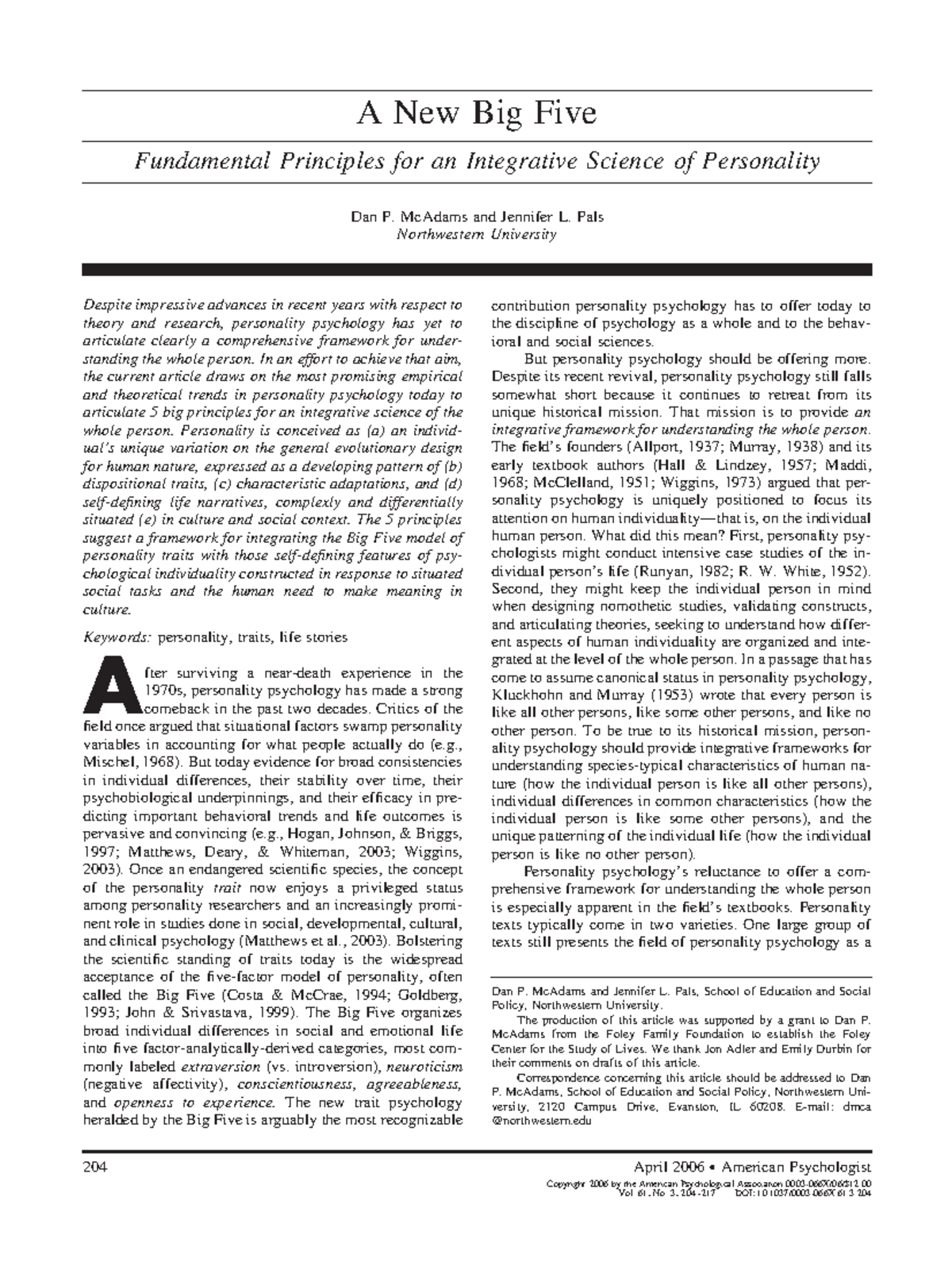 New model of BIG FIVE - A New Big Five Fundamental Principles for an ...