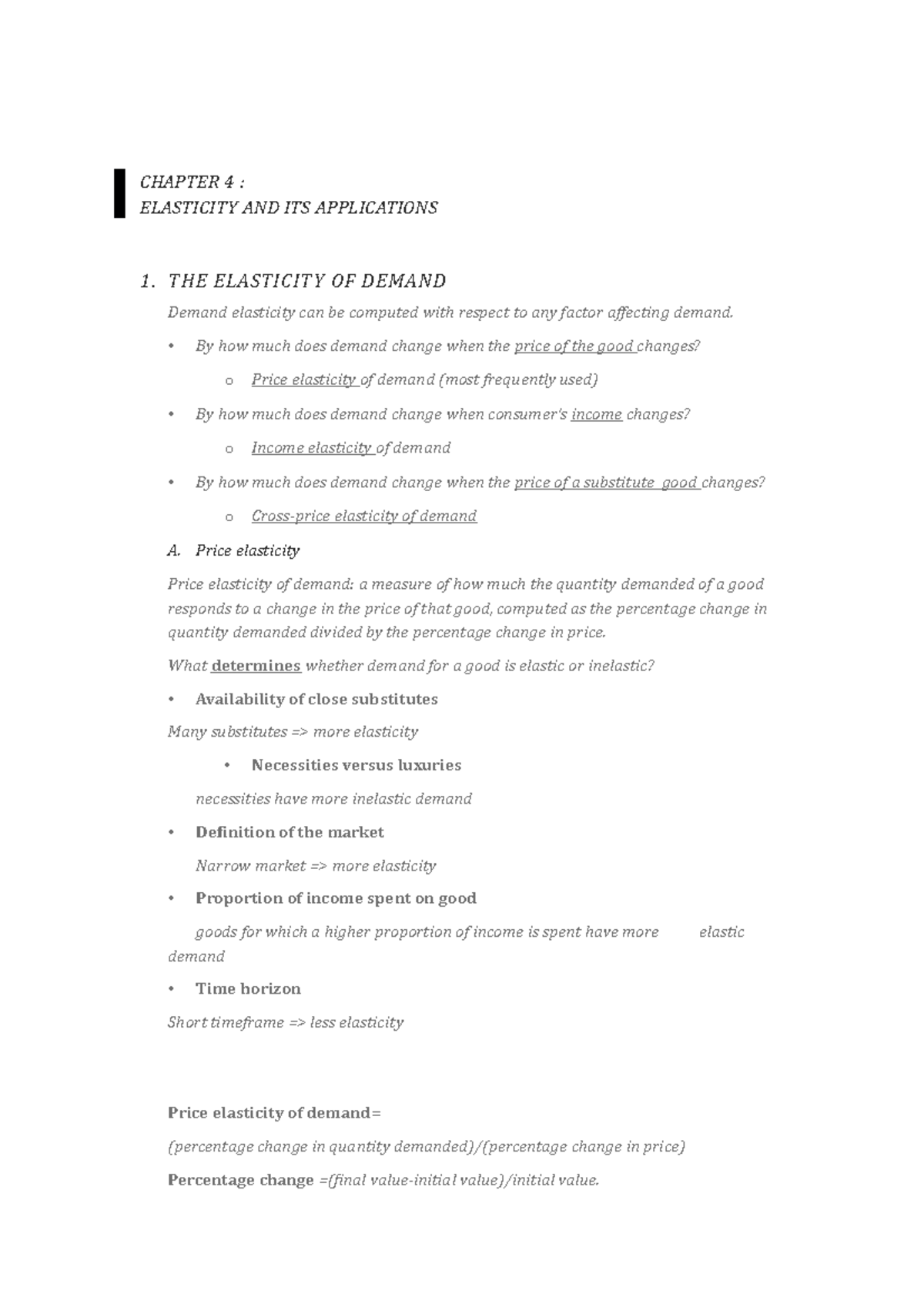 Chapter 4 - Elasticity and its applications - Managerial economics A - KU Leuven - Studocu