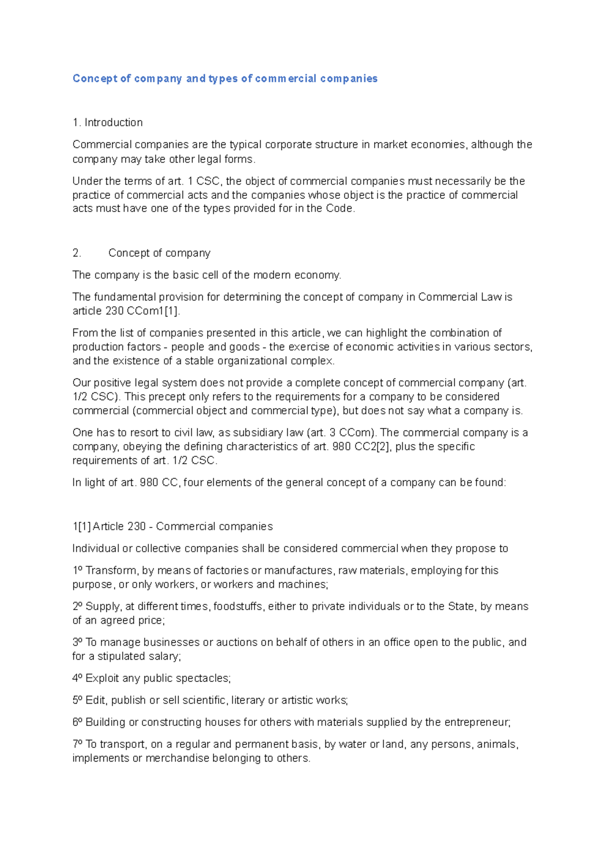 Concept of company and types of commercial companies 1 - Concept of ...