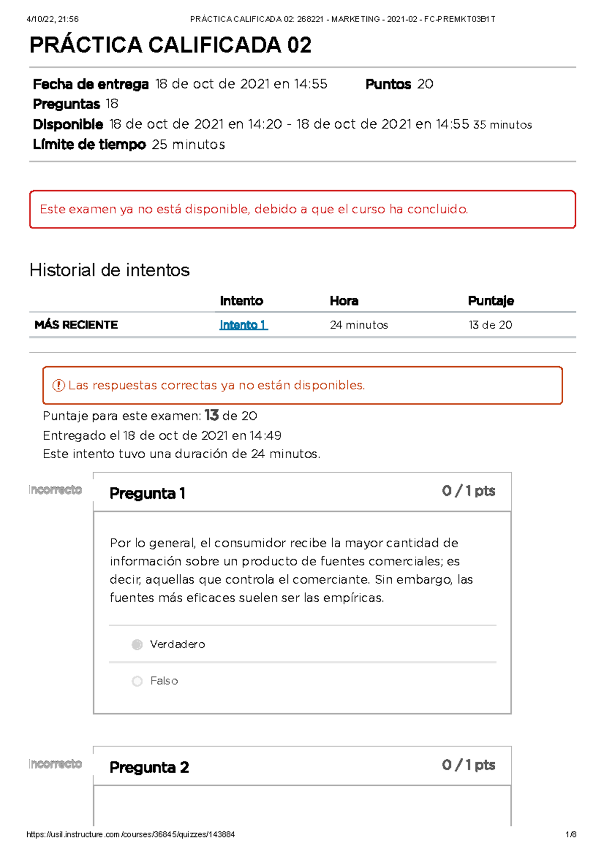 PRÁ Ctica Calificada 02 268221 - Marketing - 2021-02 - FC- Premkt 03B1T - PRÁCTICA CALIFICADA 02 ...