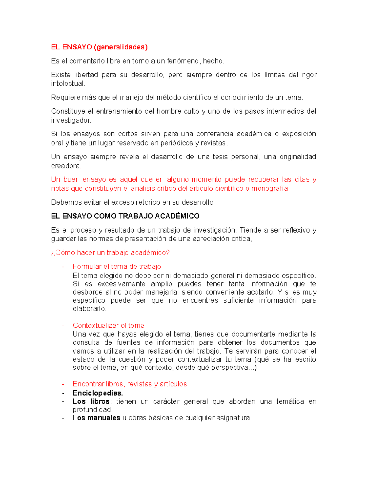 EL Ensayo - dasdasd - EL ENSAYO (generalidades) Es el comentario libre ...