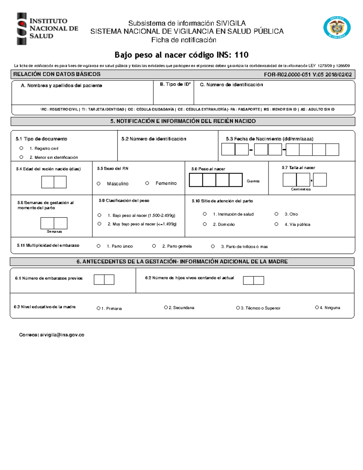 110 Bajo peso al nacer 2018 - Bajo peso al nacer cÛdigo INS: 110 La ...