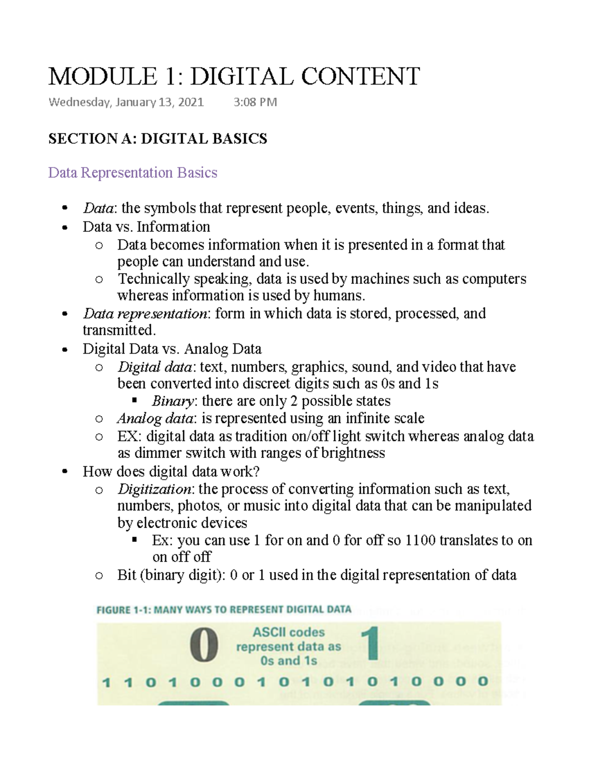 Module 1 Digital Content - SECTION A: DIGITAL BASICS Data ...