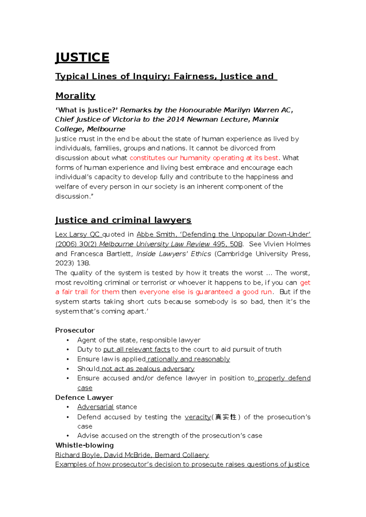 LJE week3 - note of lecture - JUSTICE Typical Lines of Inquiry ...