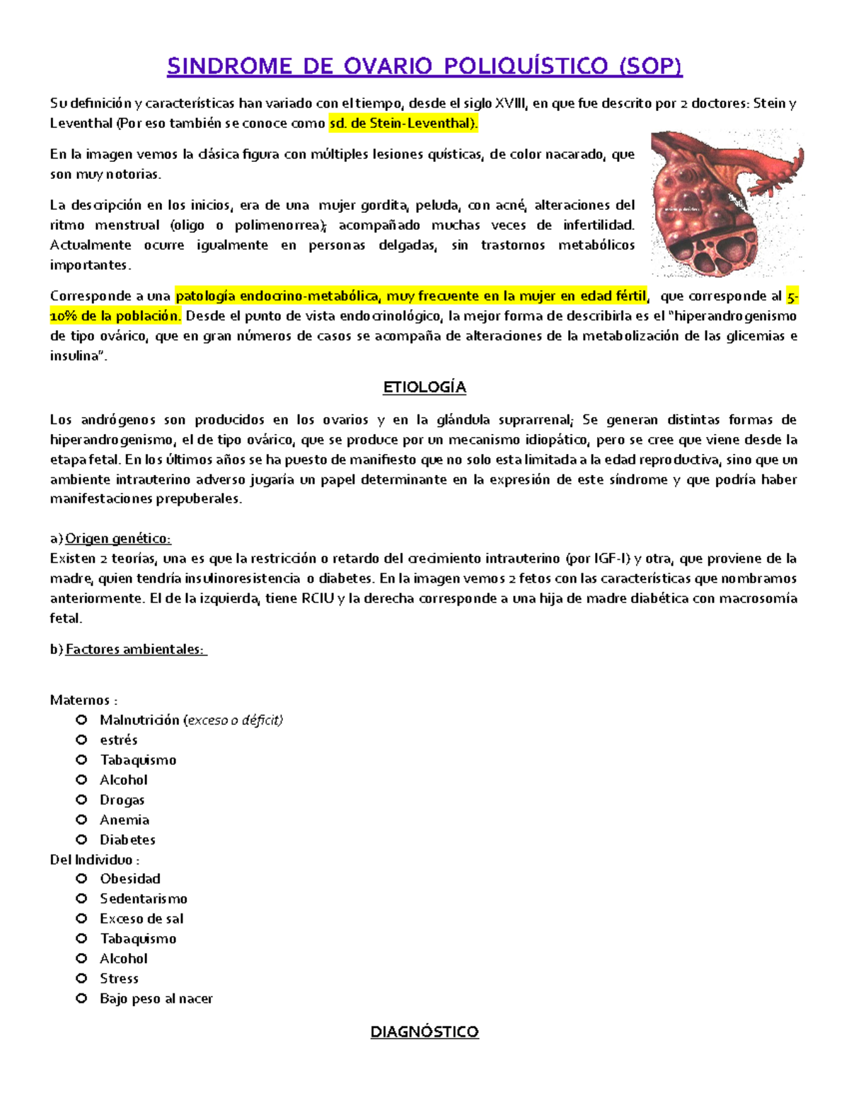 SOP - Sindrome de ovario poliquistico - SINDROME DE OVARIO POLIQUÍSTICO ...