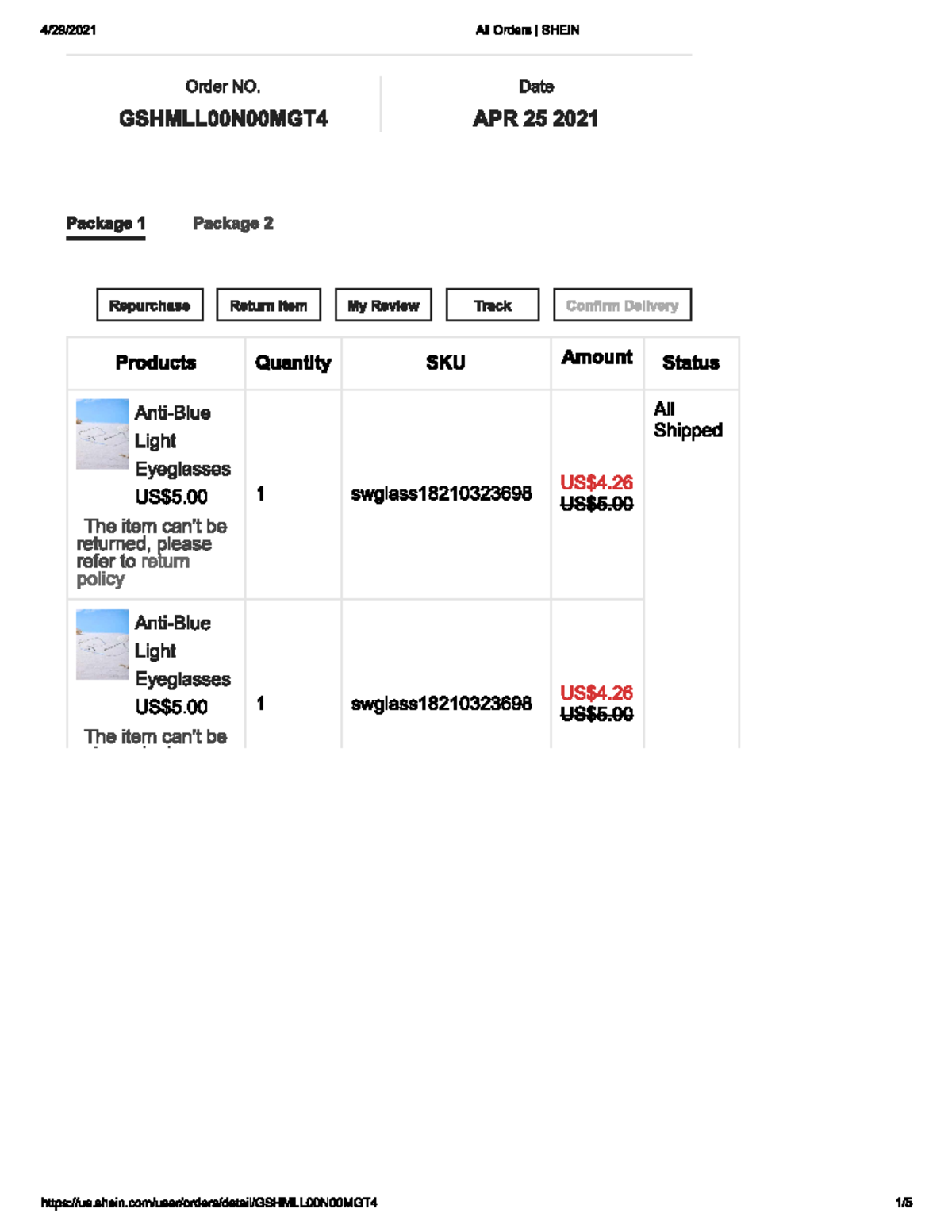 Shein Invoice - Het was een klein opdracht om iets in de pdf te zetten ...