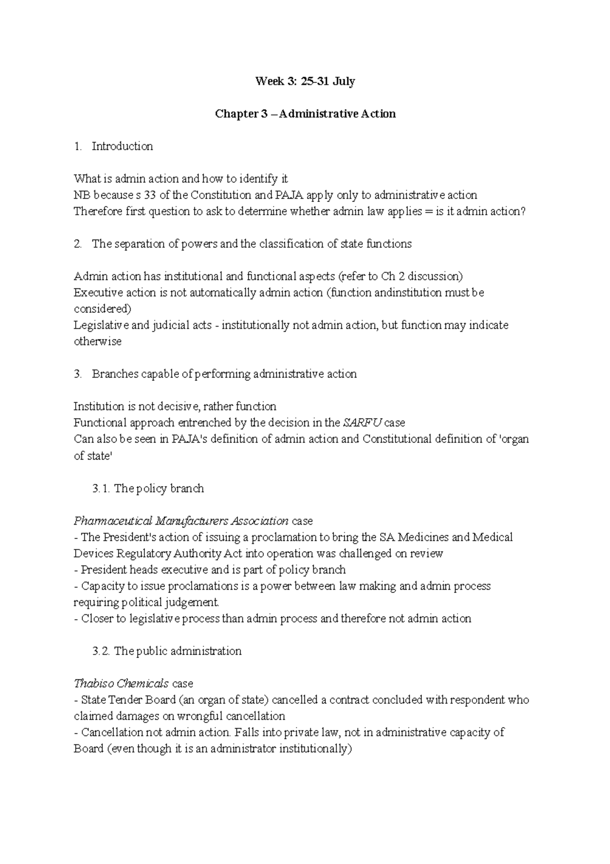 Week 3 Notes 2 - Week 3: 25-31 July Chapter 3 – Administrative Action ...