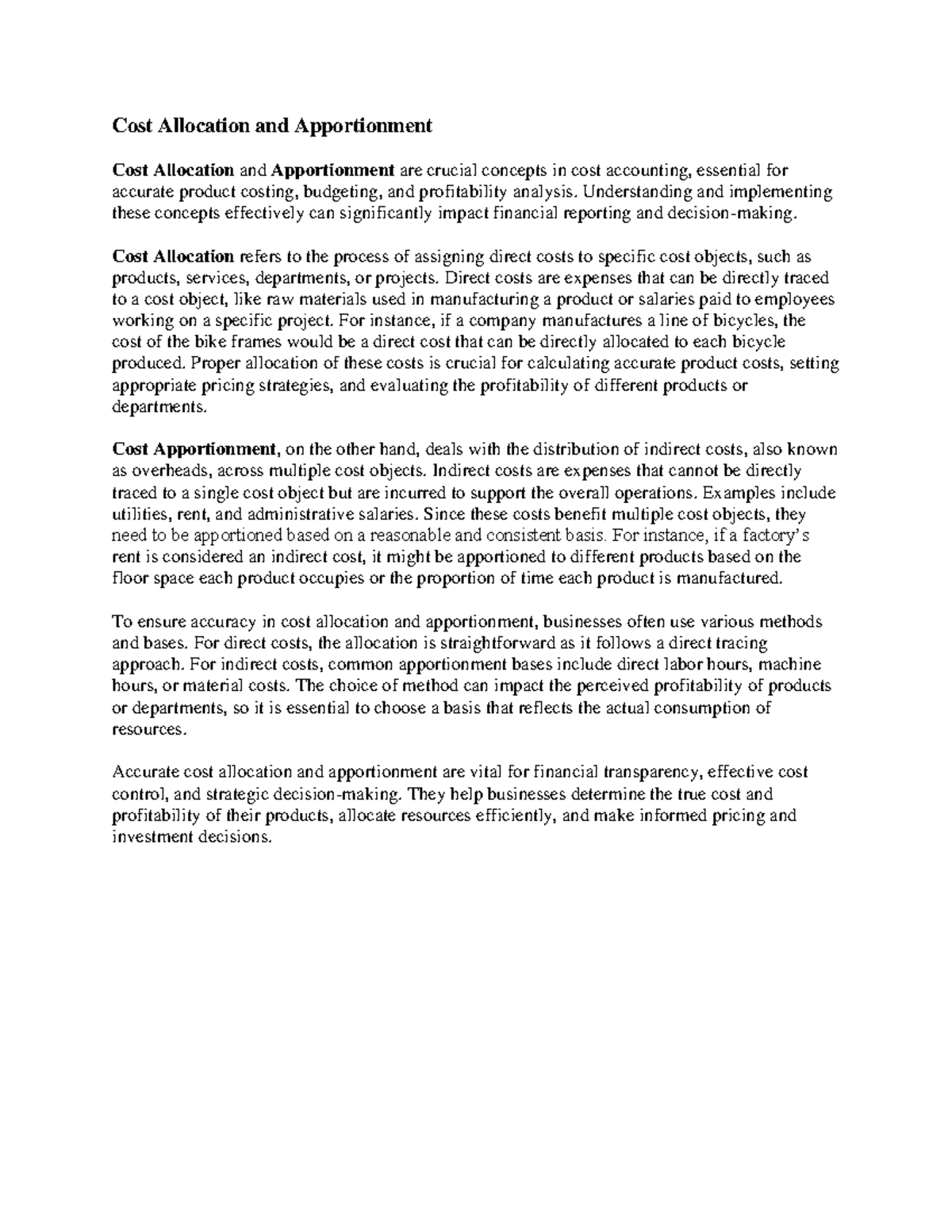 Cost Allocation and Apportionment - Understanding and implementing ...